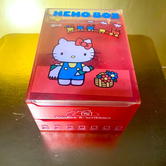 Hello Kitty | Office | Hello Kitty Vtg 976 Japan Red Memo Box Doodles Scribbles Sanrio 2 Tier ...